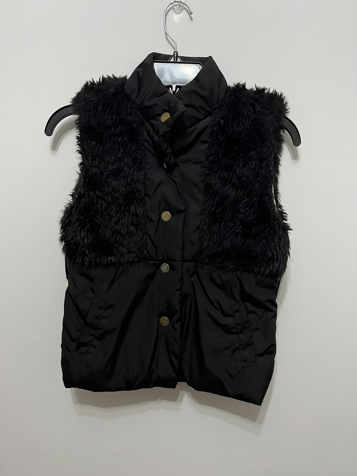 Faux fur girls black vest 6-7 years | eBay