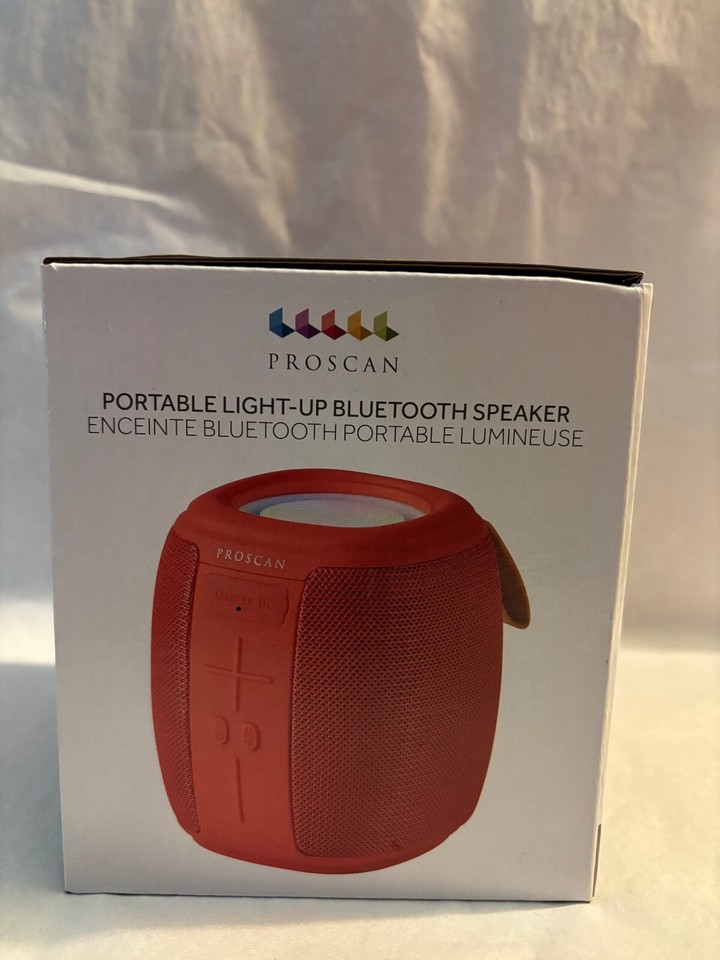 Proscan Bluetooth Portable Light-up Speaker Coral (Brand New Open Box ...