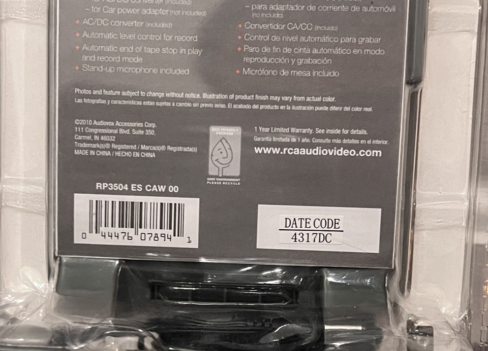 RCA RP3504 Cassette Recorder Mic & Power Adapter New Factory Sealed | eBay