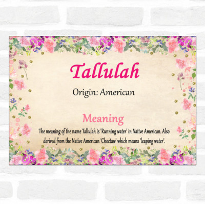 Tallulah Name Meaning Floral Certificate | eBay UK