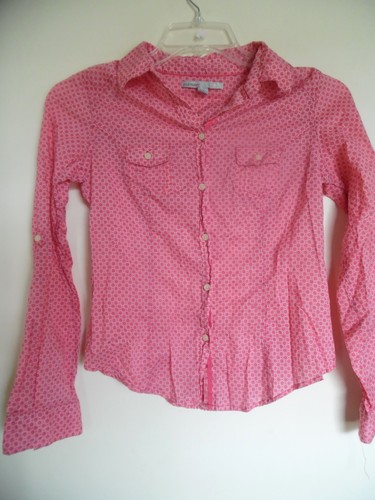 OLD NAVY Pink Chain Prints Button Down Long Sleeve Shirt Top Blouse ...