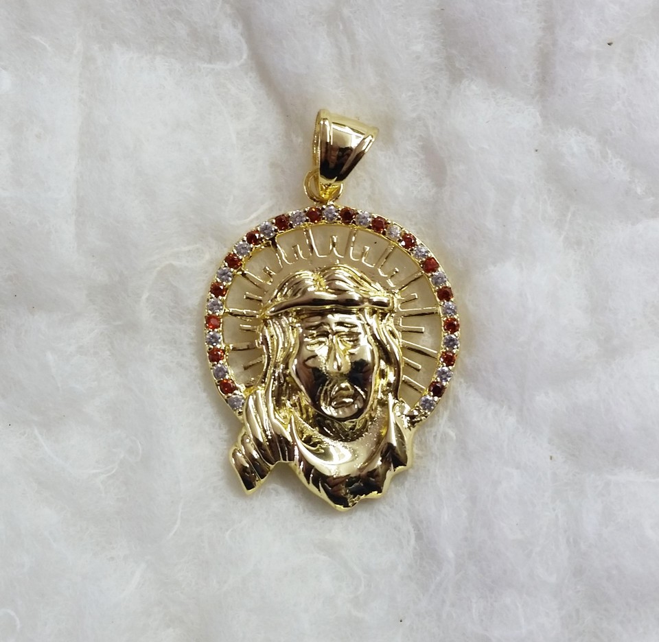 JESUS FACE PENDANT GOLD PLATED - DIJE DE CARA DE JESUS ORO LAMINADO ...