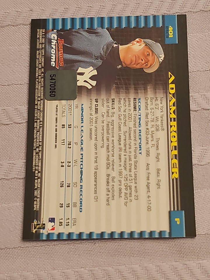 2002 Bowman Chrome Refractor Adam Roller #401 Rookie Auto RC | eBay