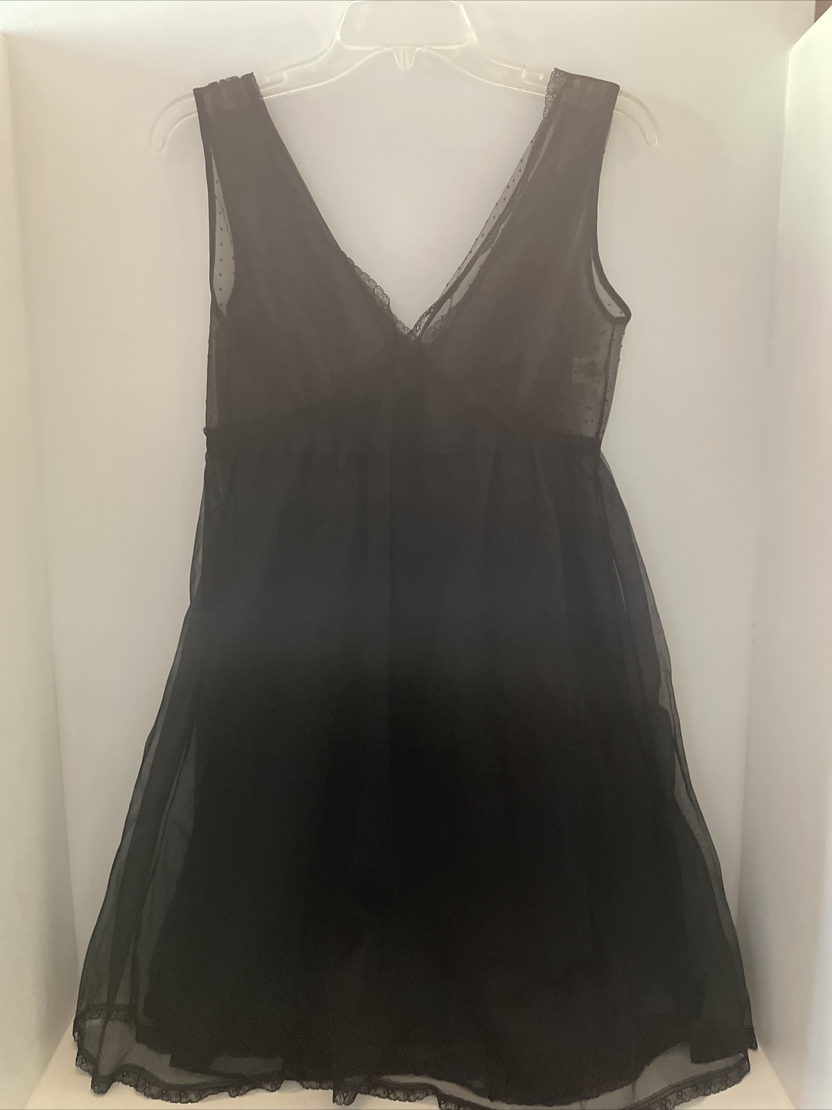 VTG Lisette Black Sheer Nylon Lace Babydoll Nightie N… - Gem