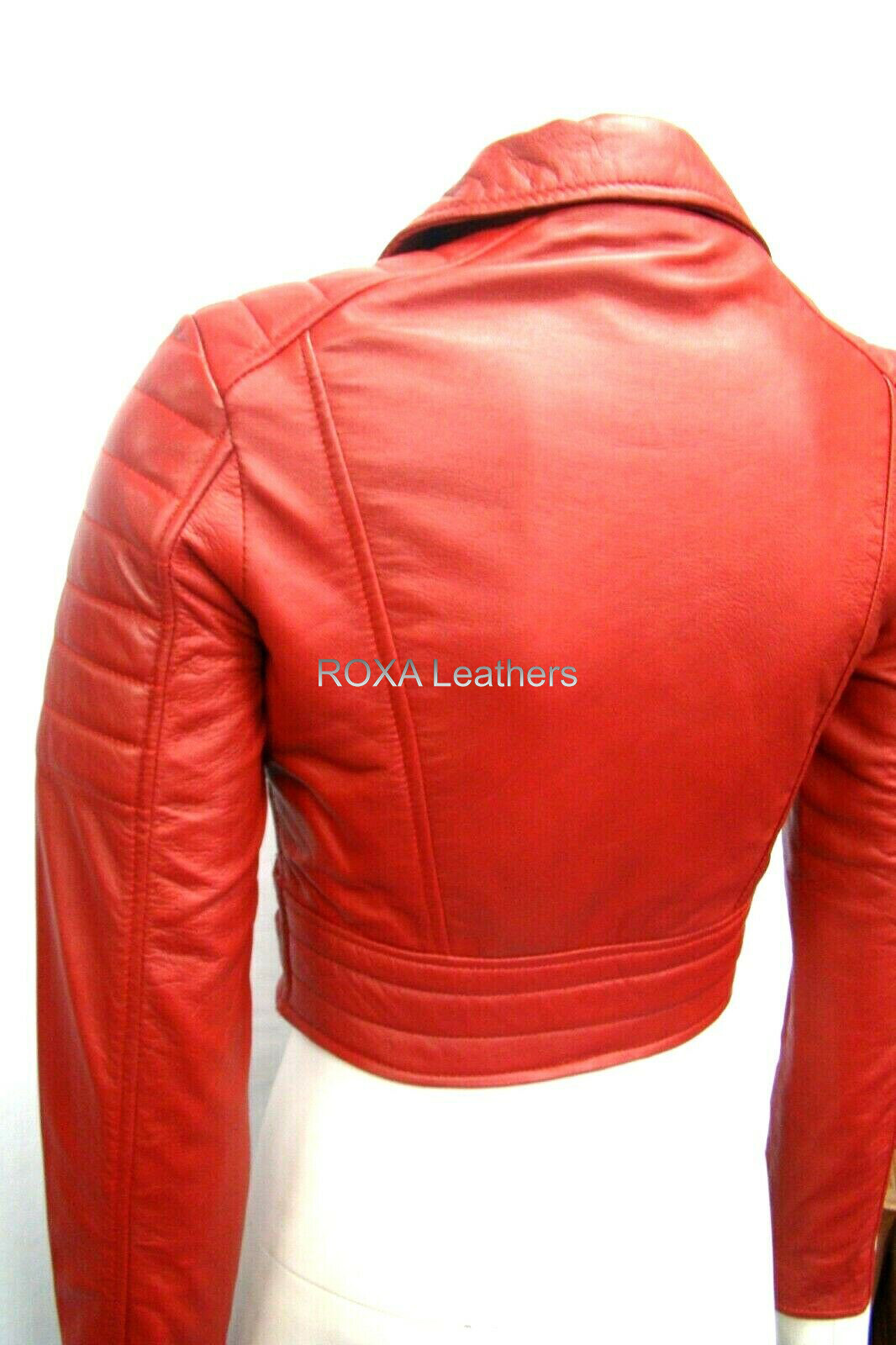 NEW Style Women Red Genuine NAPA Natural Leather Jacket Crop Out Wear ...