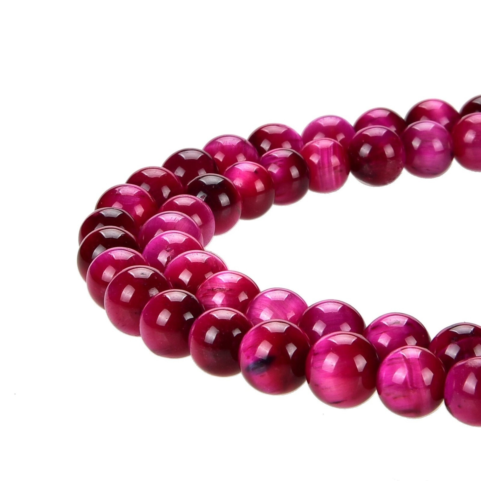 Natural Fuchsia Hot Pink Tiger Eye Gemstone Beads- Round, 4mm 6mm 8mm ...