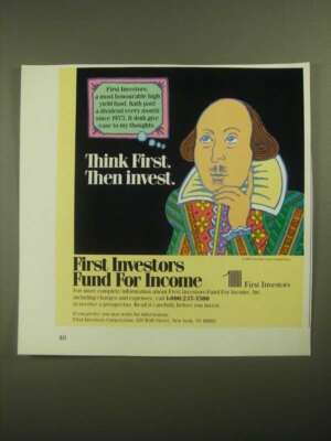 1987 First Investors Fund for Income Ad - Think First Then Invest | eBay