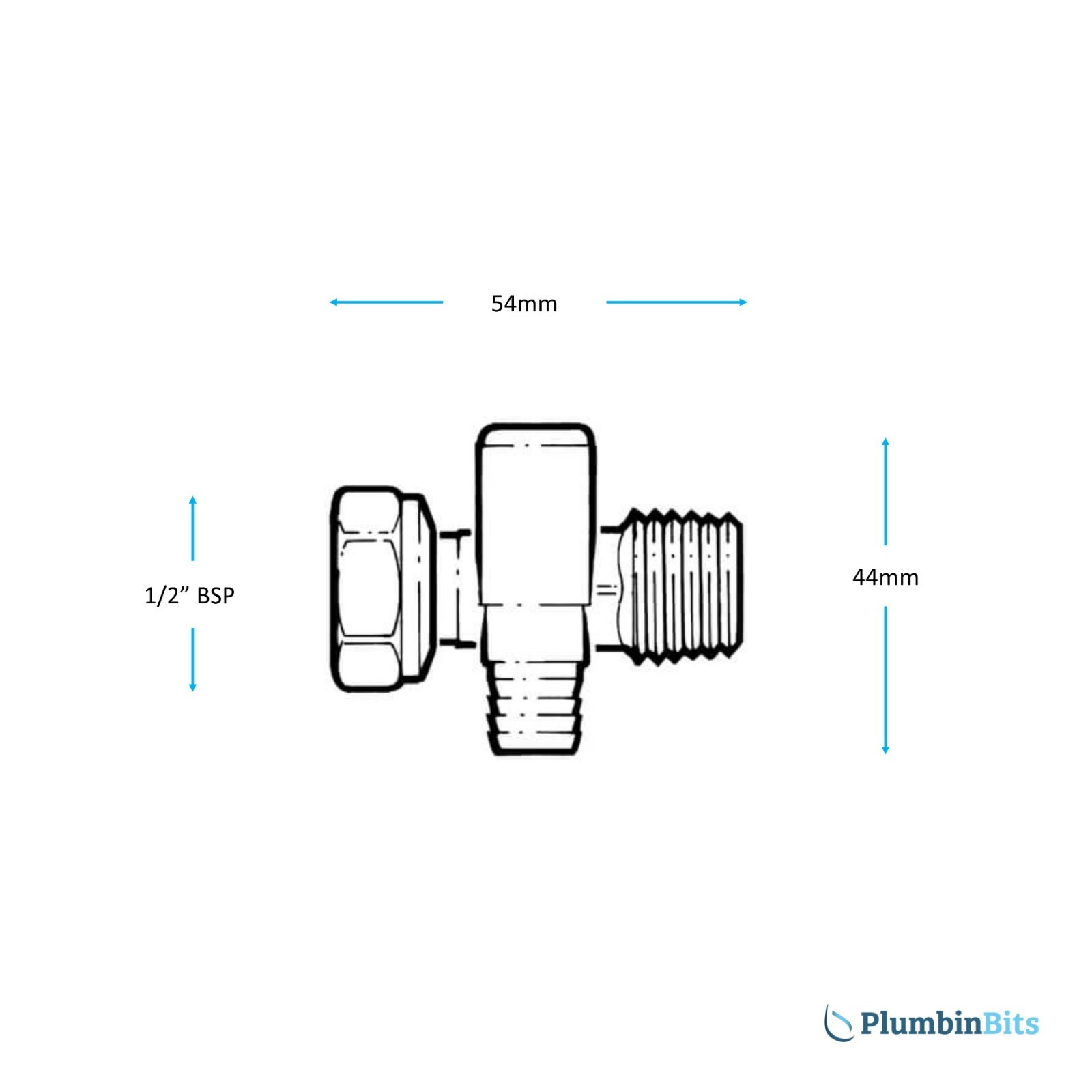 Inta 15DOT 1/2" BSP 15mm Radiator Valve Drain Off Tail Piece Adapter in ...