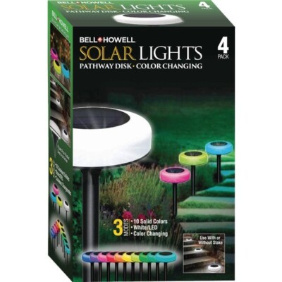 (6-4pk)-Bell+Howell Color Changing Solar Outdoor Yard LED Disk Lights ...