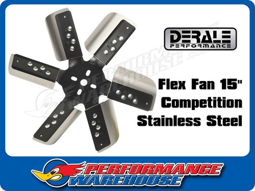 Derale 15" Flex Fan Heavy Duty Stainless Steel Standard Rotation Black ...