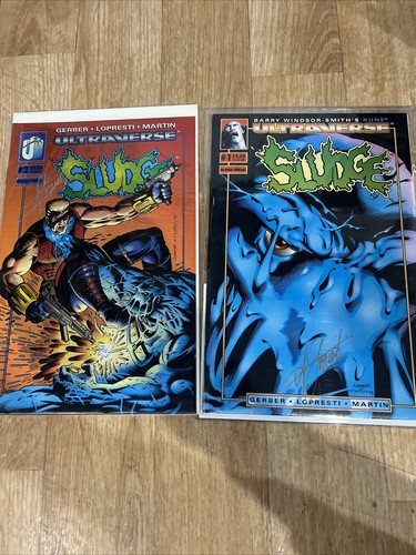 Sludge #1 2 lot signed by Aaron Lopresti Malibu Comics Ultraverse Steve ...