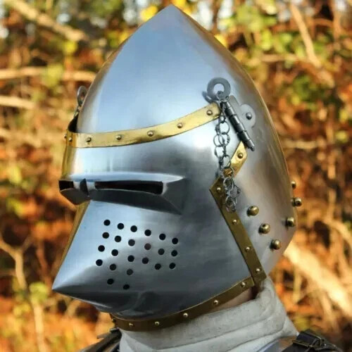 Medieval Hounskull Pig face Bassinet Helmet Stainless Steel Leather ...
