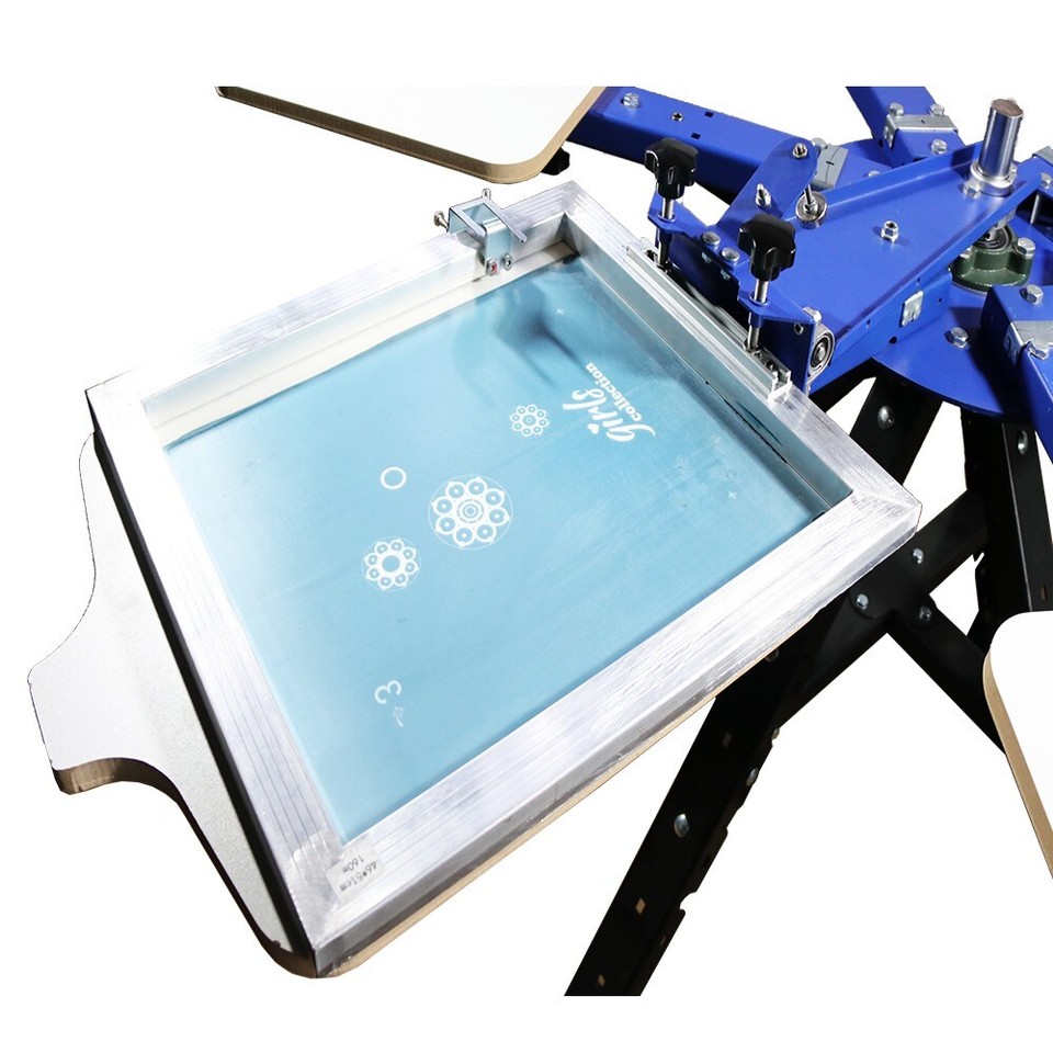 Height Adjust 1 Color 6 Station Single Rotating Screen Printing Press ...