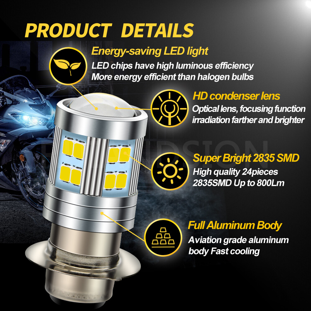 1PC DC 6V H6M 2835 24 LED Scooter Motorbike DRL Light Bulb High Low ...