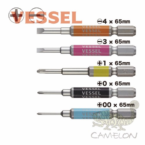VESSEL GOSAI Color Coded Slotted Driver Bit No.GS5P-03 5pcs set made in ...