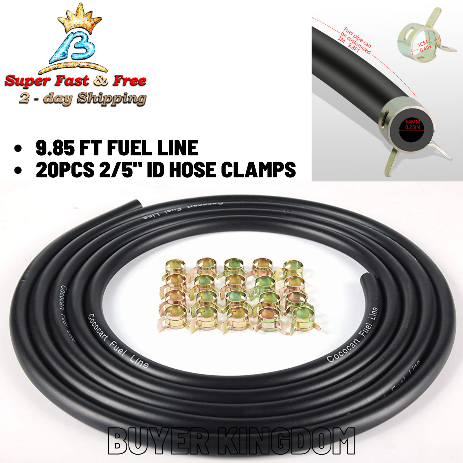 Cars Trucks Tractors Motorcycle Fuel Line Hose 1/4" Inside Diameter 9.8 ...