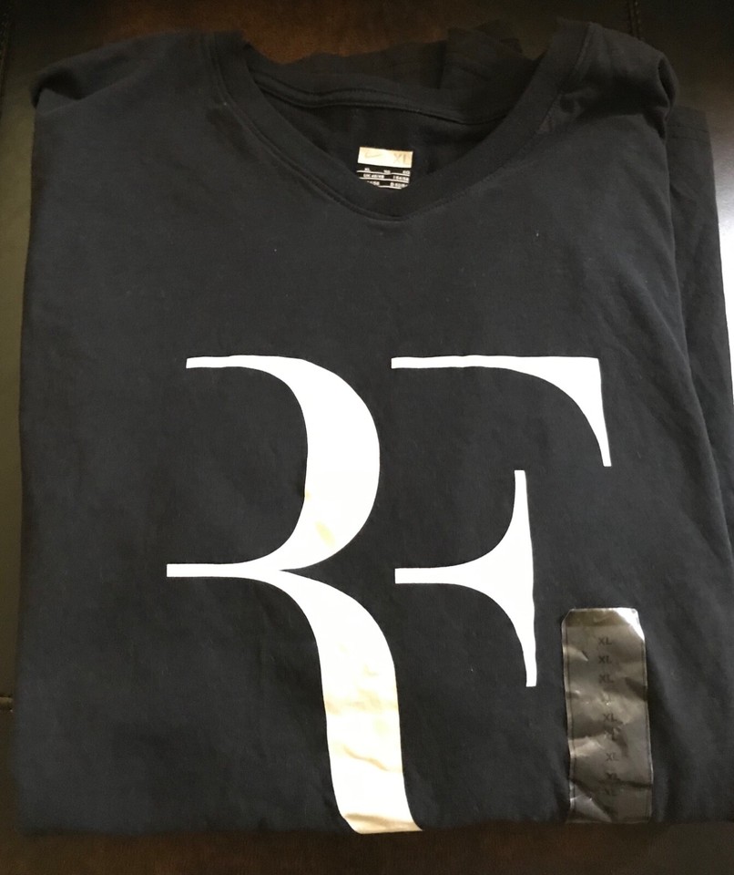 Nike Roger Federer court RF Tennis Shirt Black White 2009 Rare 363675 ...