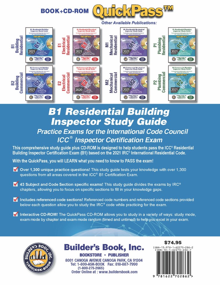 B1 Residential Building Inspector QuickPass Study Guide Based On 2021 ...