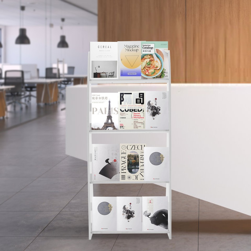 4-Tier Book Display Rack Brochure Holder Literature Floor Standing ...