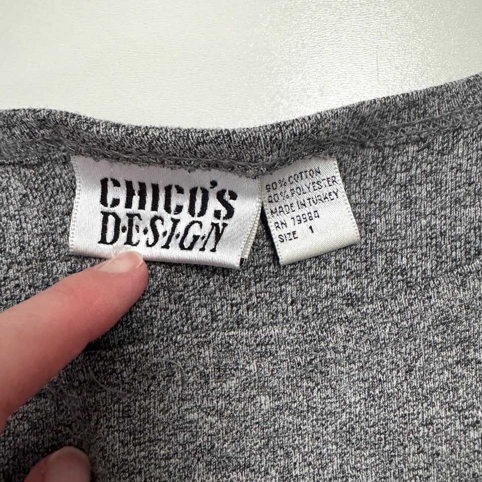 Chico's Design Gray Heathered Knit Lounge Set Hooded Jacket Tank Pants ...