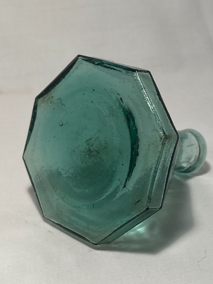 c1850s unusual chip Pontil Teal Green Glass Cork Top Umbrella Inkwell ...