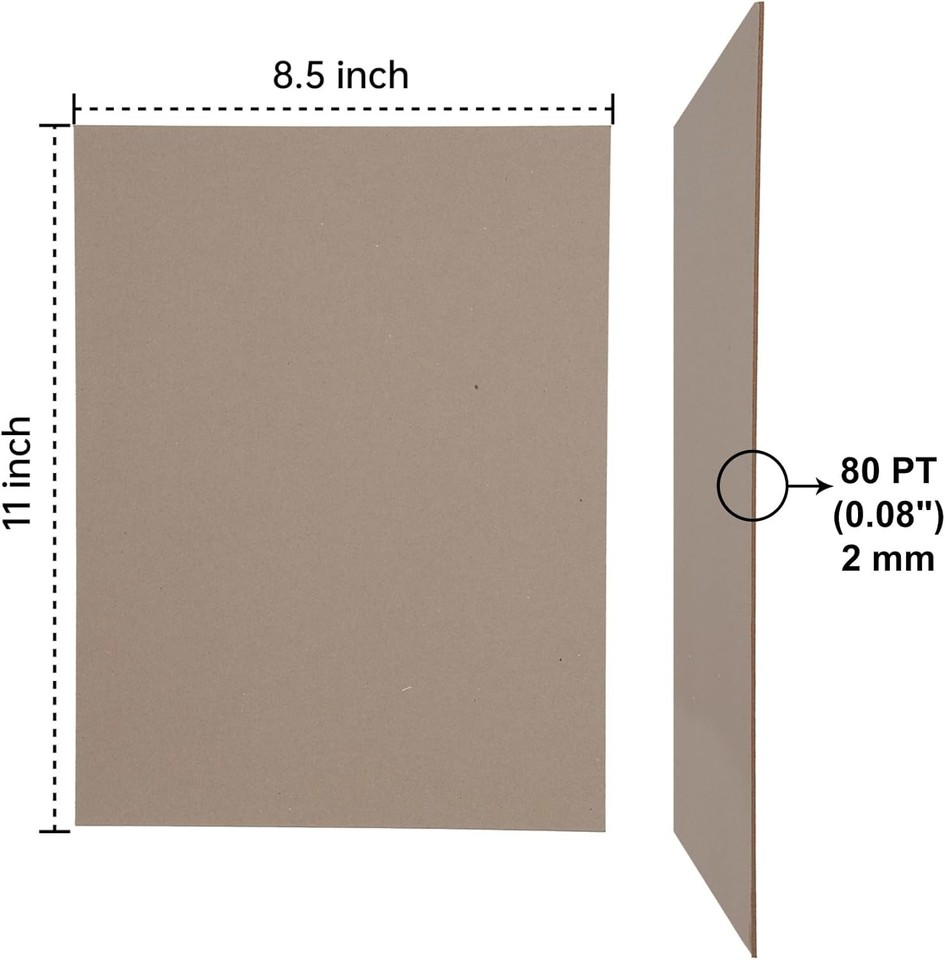 Sturdy 8.5x11 Chipboard Sheets - 20 Pack, 80 PT Thick for Binding ...