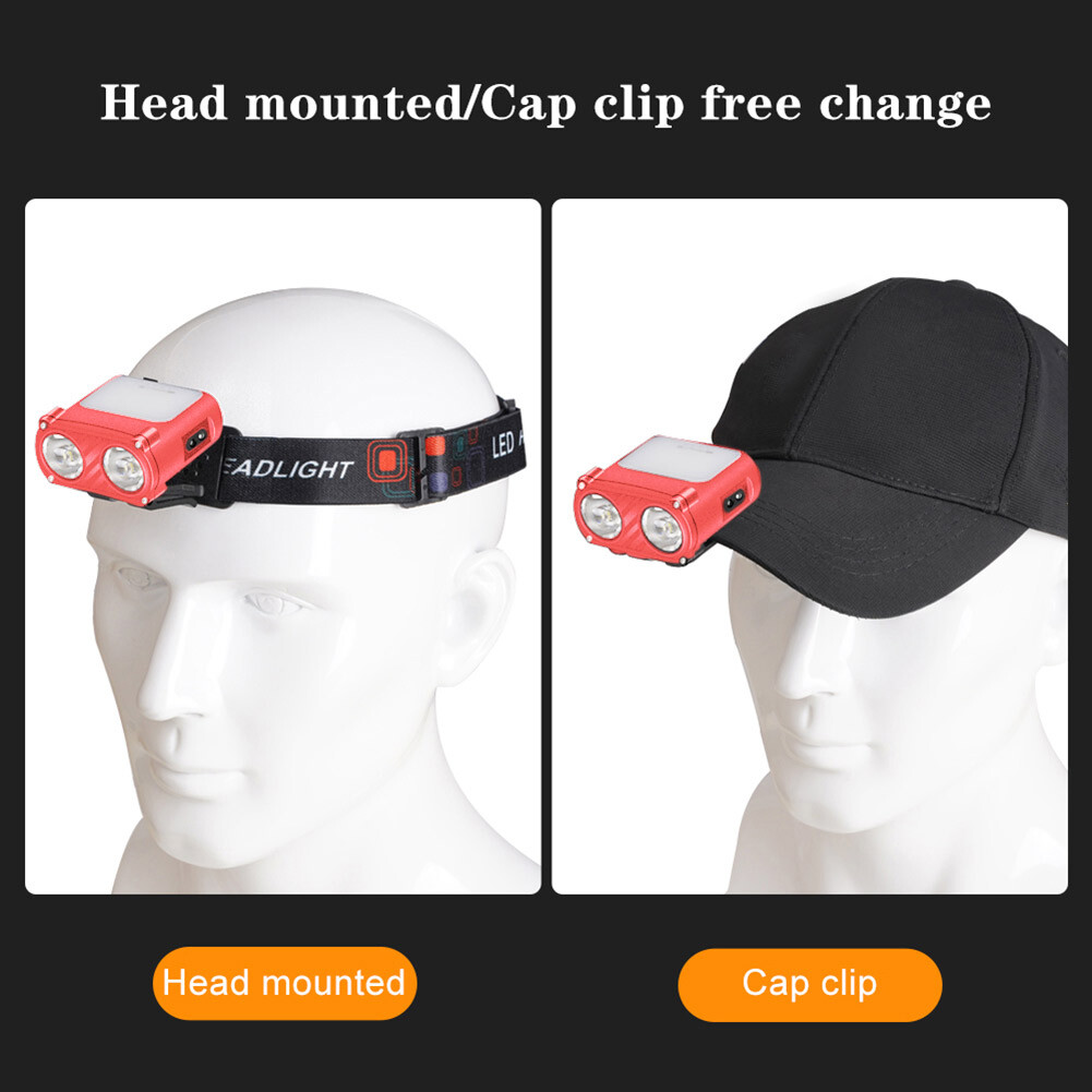 COB LED Hat Clip Light Wave Sensor Headlight Mini Flashlight 5 Modes ...