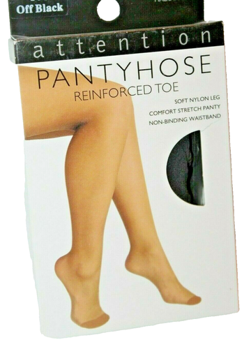 Attention Reinforced Toe Soft Nylon Leg Pantyhose Queen Off Black 1 ...