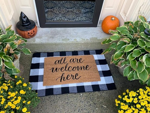 Buffalo Check Accent Layering Rug Front Door Mat Black White Checkered ...