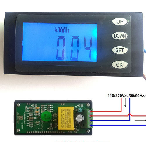 AC 100A Digital LED power meter Voltage KWh time watt Voltmeter Ammeter ...