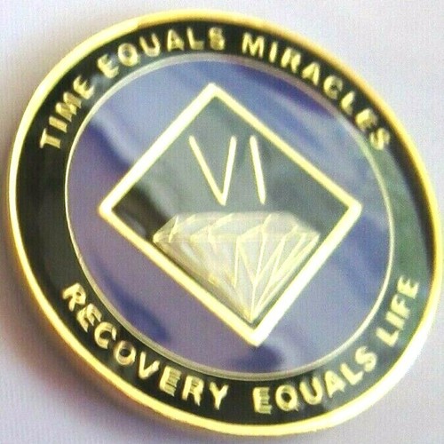 Narcotics Anonymous Purple 6 Year Gold Medallion NA Chip Coin Token ...
