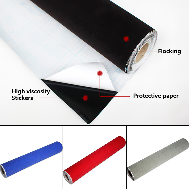 1m Self Adhesive Flocking Velvet Fabric Sticker Box Liner Car Interior ...