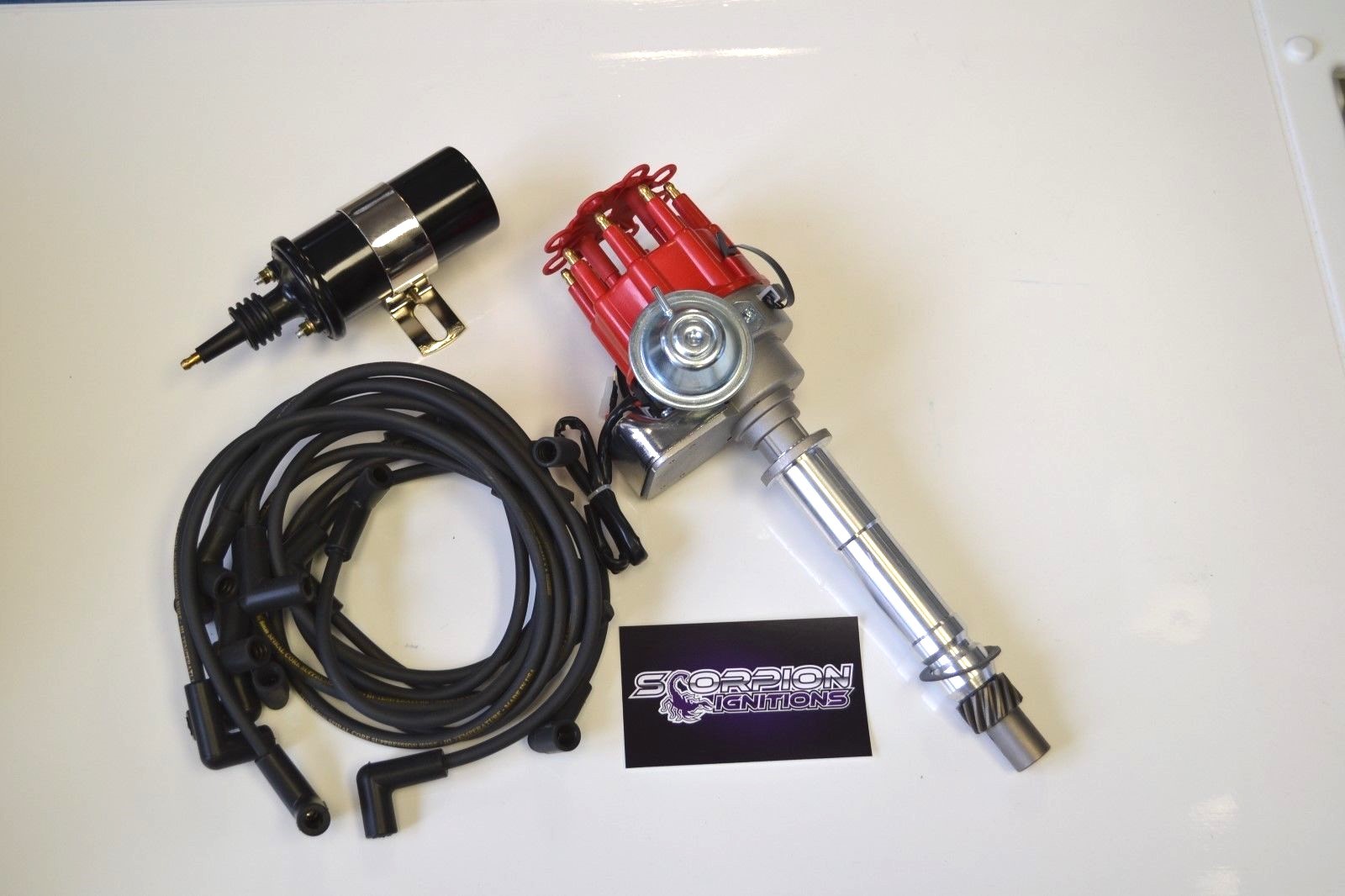 SBC Small Cap HEI Distributor Wires BLACK Coil 283 350 383 OVER COVERS ...