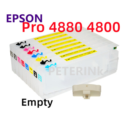 8 Empty Refillable Ink Cartridge kit for Stylus Pro 4880 4800 Printer ...