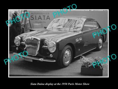 OLD POSTCARD SIZE PHOTO OF SIATA DIANA COUPE 1950 PARIS MOTOR SHOW ...
