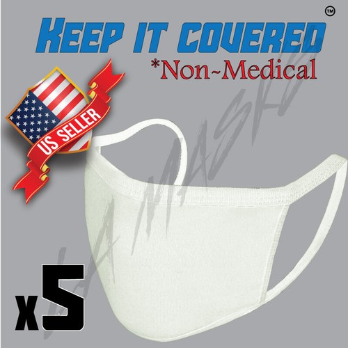 5 PCS Dual Layer Washable Face Masks (Color White) | eBay