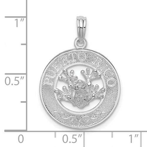 925 Sterling Silver Travel Charm Pendant, Puerto Rico On Round with ...