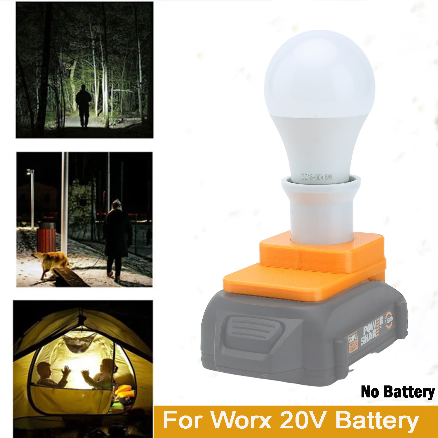 Portable LED Work Light For Worx 20V Lithium Battery Powered E27 Bulb ...