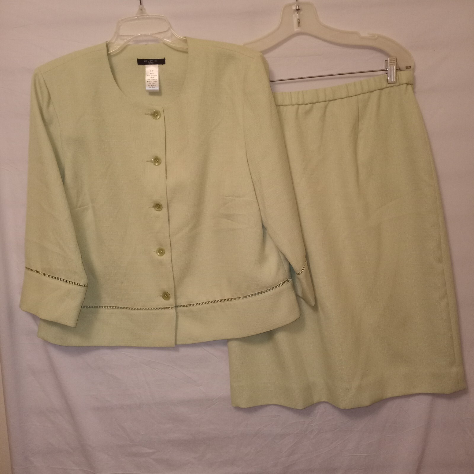 Henry Lee Petites 14P Skirt Suit Lime Green 3/4 Sleeve Vintage | eBay