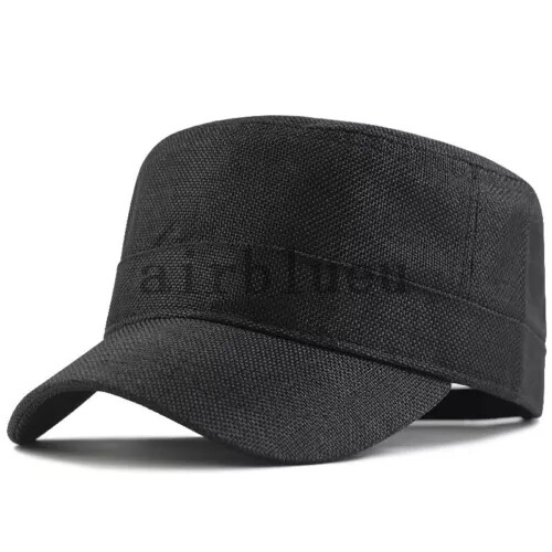 XXL 62-65cm Linen Army Cap Oversize Flat Top Cap,Breathable Plain ...