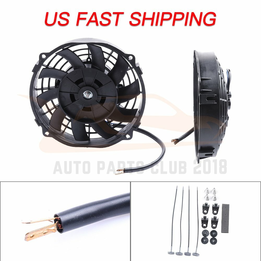 2x 7" inch Universal Radiator Condenser Electric Plastic Black Cooling ...