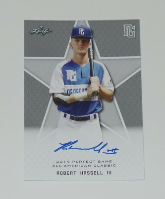 ROBERT HASSELL III SIGNED AUTO'D 2019 LEAF PERFECT GAME SGA CARD #GD-10 ...