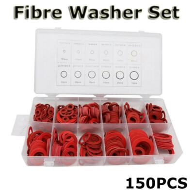 150pcs Fibre Washer Set Kit Assorted Fibre Seals Sealing Washers ...