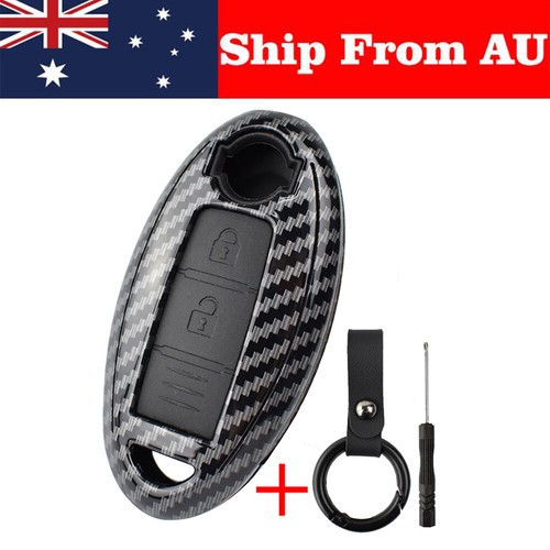 3-Button Carbon Style Key Fob Cover Case Shell For Nissan Qashqai ...