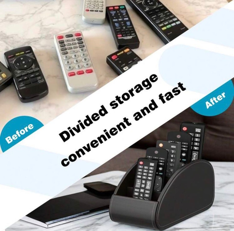 Storage Box PU Leather Phone And TV Remote Control Desk Organizer ...