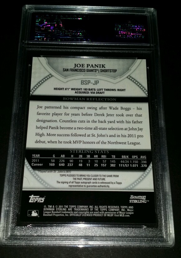 2011 Bowman Sterling #BSP-JP- Joe Panik Autographed Rookie Card! PSA 9 ...