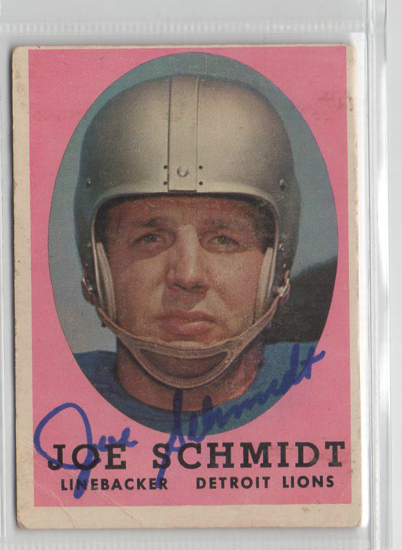 Joe Schmidt 1958 Topps signed autographed card Detroit Lions | eBay