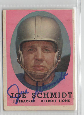 Joe Schmidt 1958 Topps signed autographed card Detroit Lions | eBay