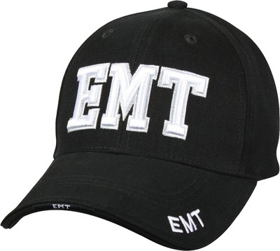 Black EMT Cap Deluxe 6 Panel Adjustable Hat Medic EMS Uniform Low ...