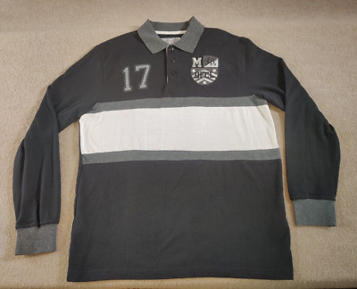 Most Official Seven MO7 Mens Long Sleeve Polo Shirt L Color Block ...
